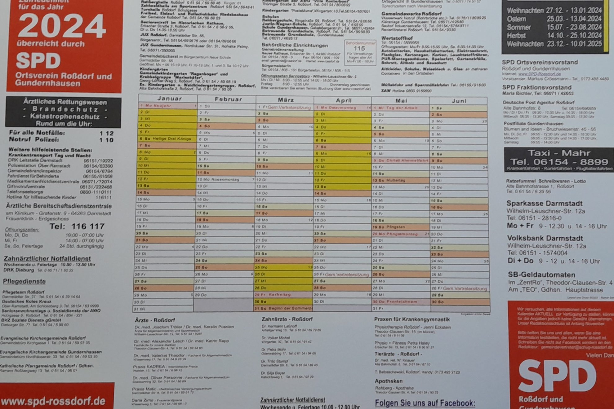 Der Kalender der SPD für das Jahr 2024 ist wieder da! › SPD Roßdorf